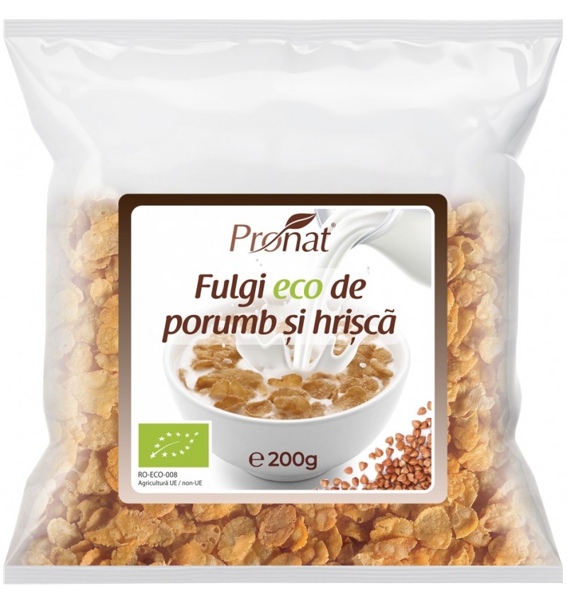 Fulgi bio de porumb si hrisca, 200g Pronat - SanoClick